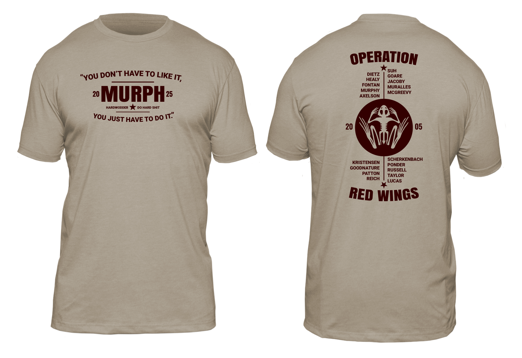 11th Annual MURPH 2025 Tee In Dark Red On Desert Sand - HardWodder